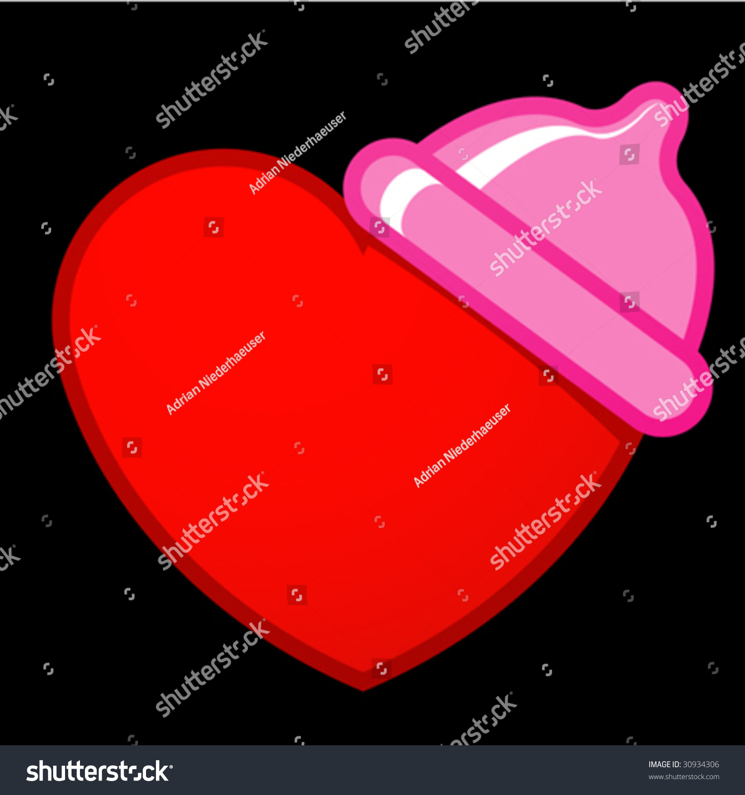 Heart With Condom Vector 30934306 Shutterstock