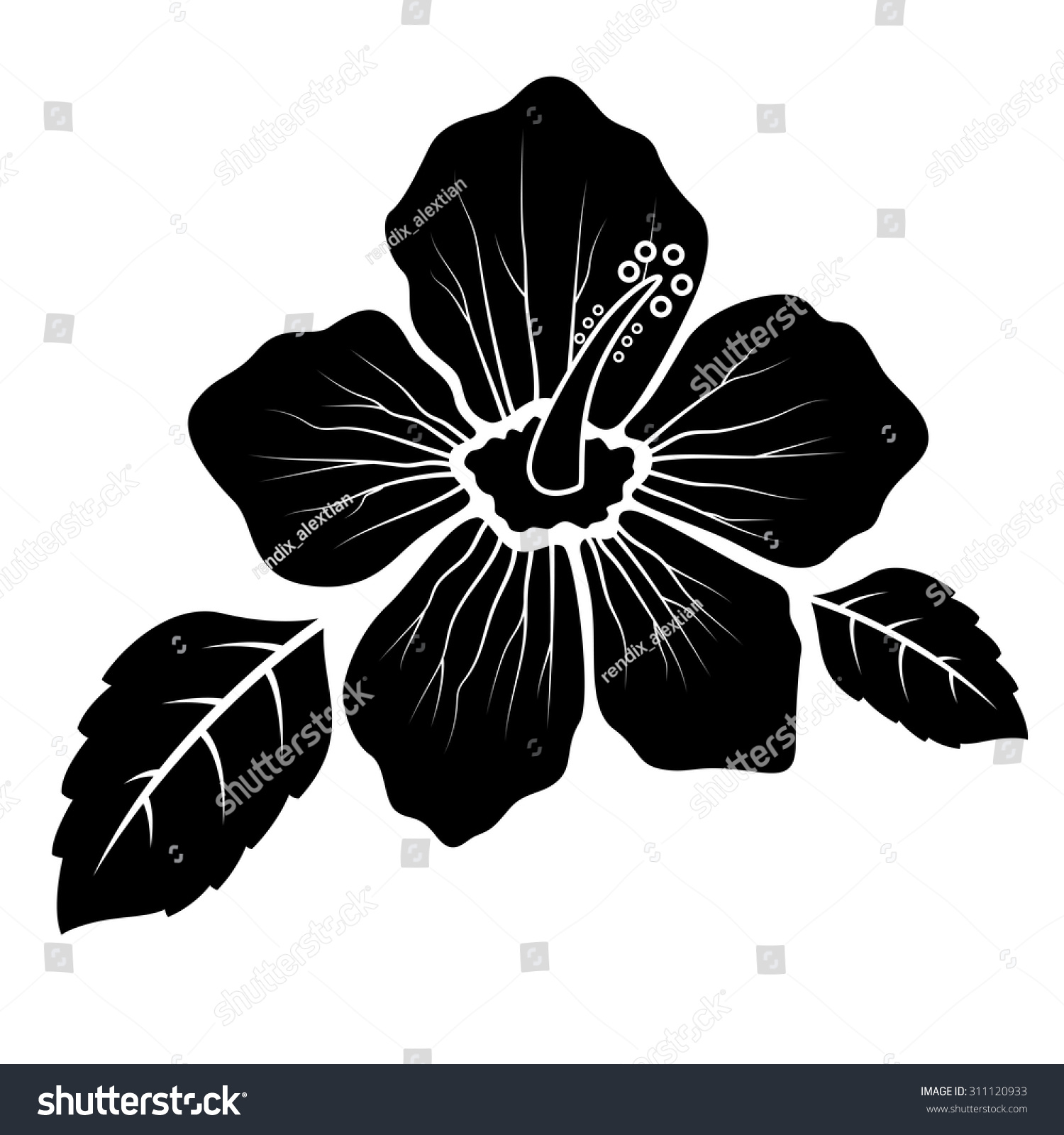 Hibiscus Flower Silhouette Concept Stock Vector Illustration 311120933