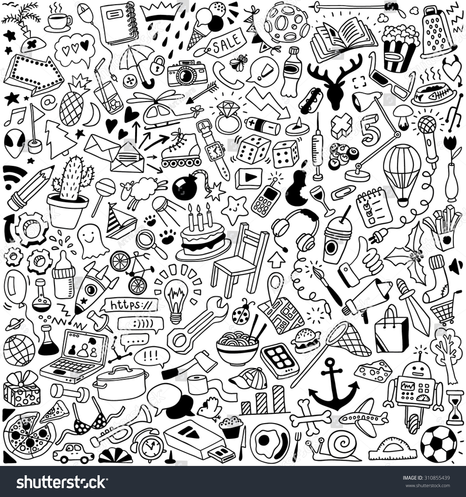 Huge Hand-Drawn Doodle Set Stock Vector 310855439 : Shutterstock Huge Hand-Drawn Doodle Set Stock Vector 310855439 : Shutterstock
