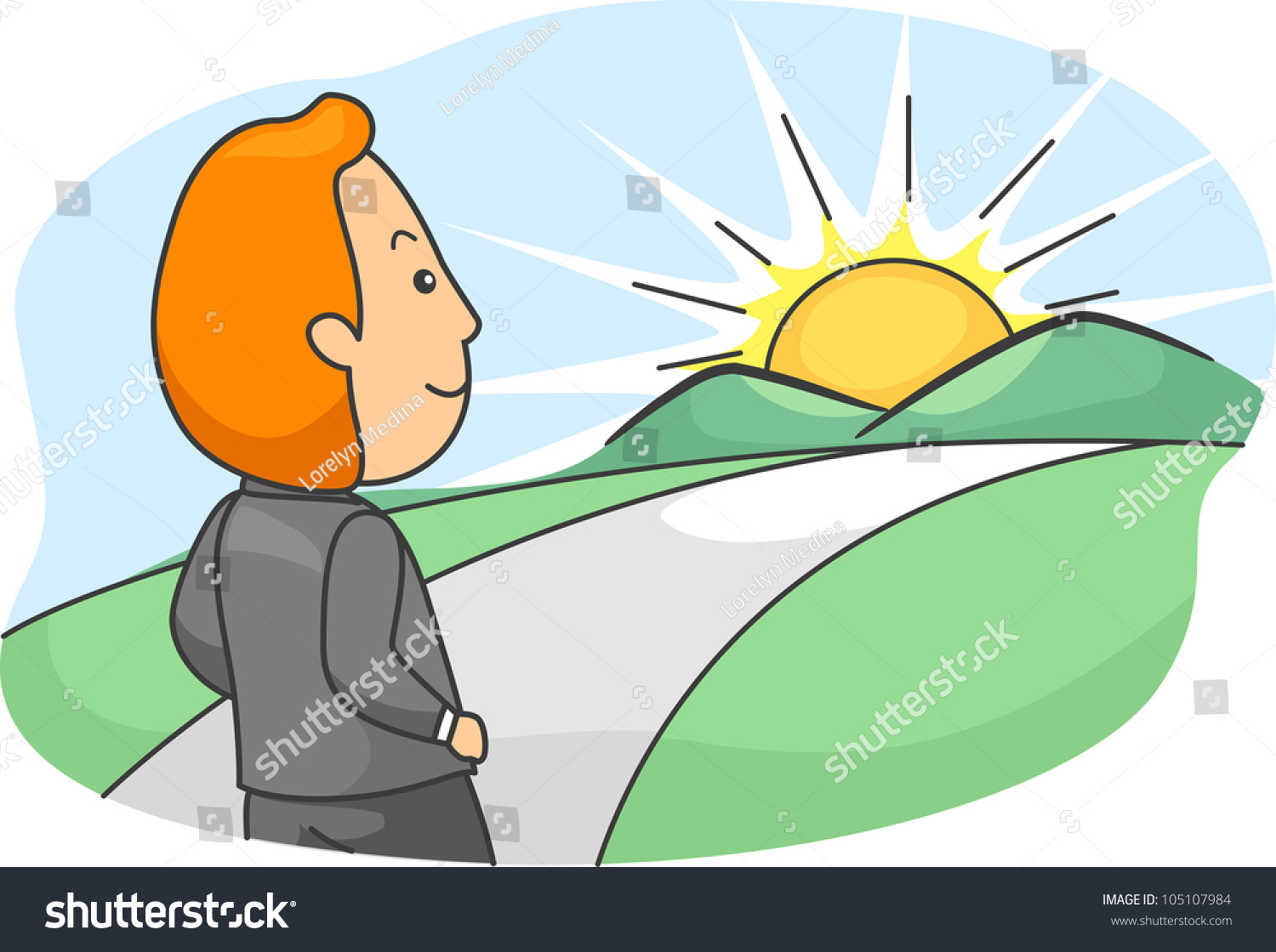Illustration Of A Man Walking Towards A Bright Future - 105107984 ... Illustration Of A Man Walking Towards A Bright Future - 105107984 ...