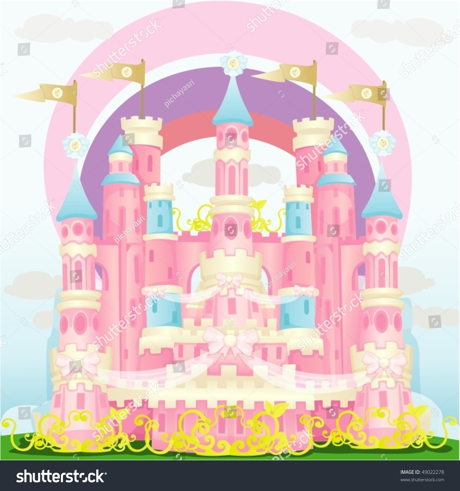 Illustration Pink Princess Castle Stock Vector 49022278 Shutterstock