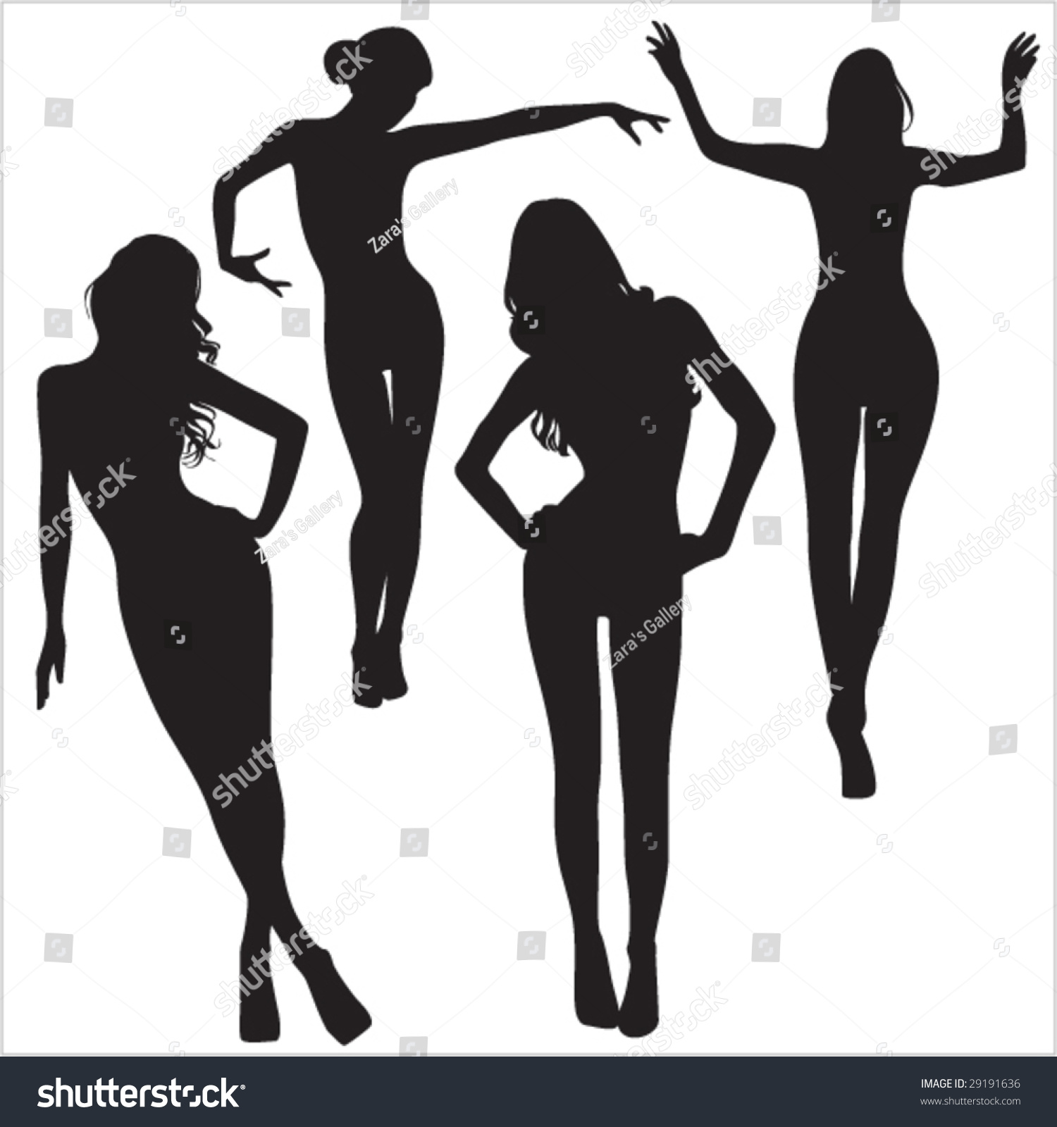 Illustration Of Posing Sexy Woman Silhouettes Vector Design Element