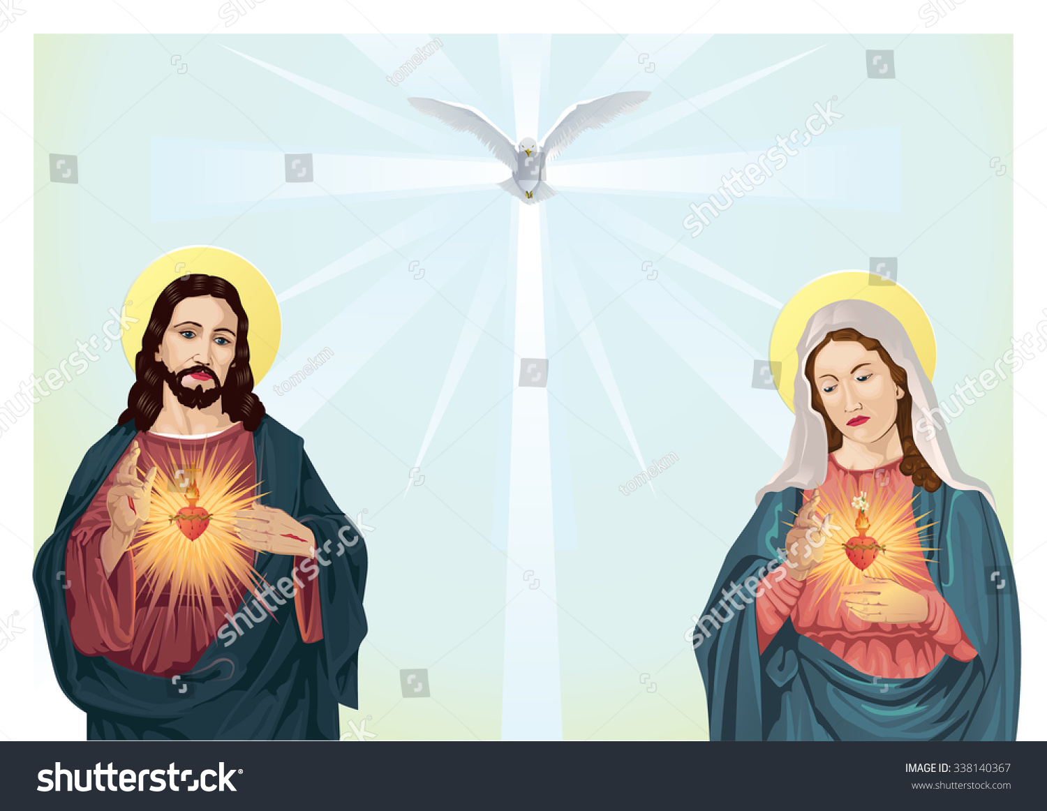 Jesus Christ And Blessed Virgin Mary Stock Vector 338140367 Shutterstock
