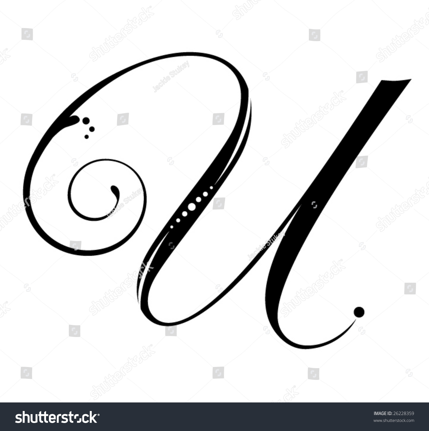 Letter U Script Stock Vector Illustration 26228359 Shutterstock