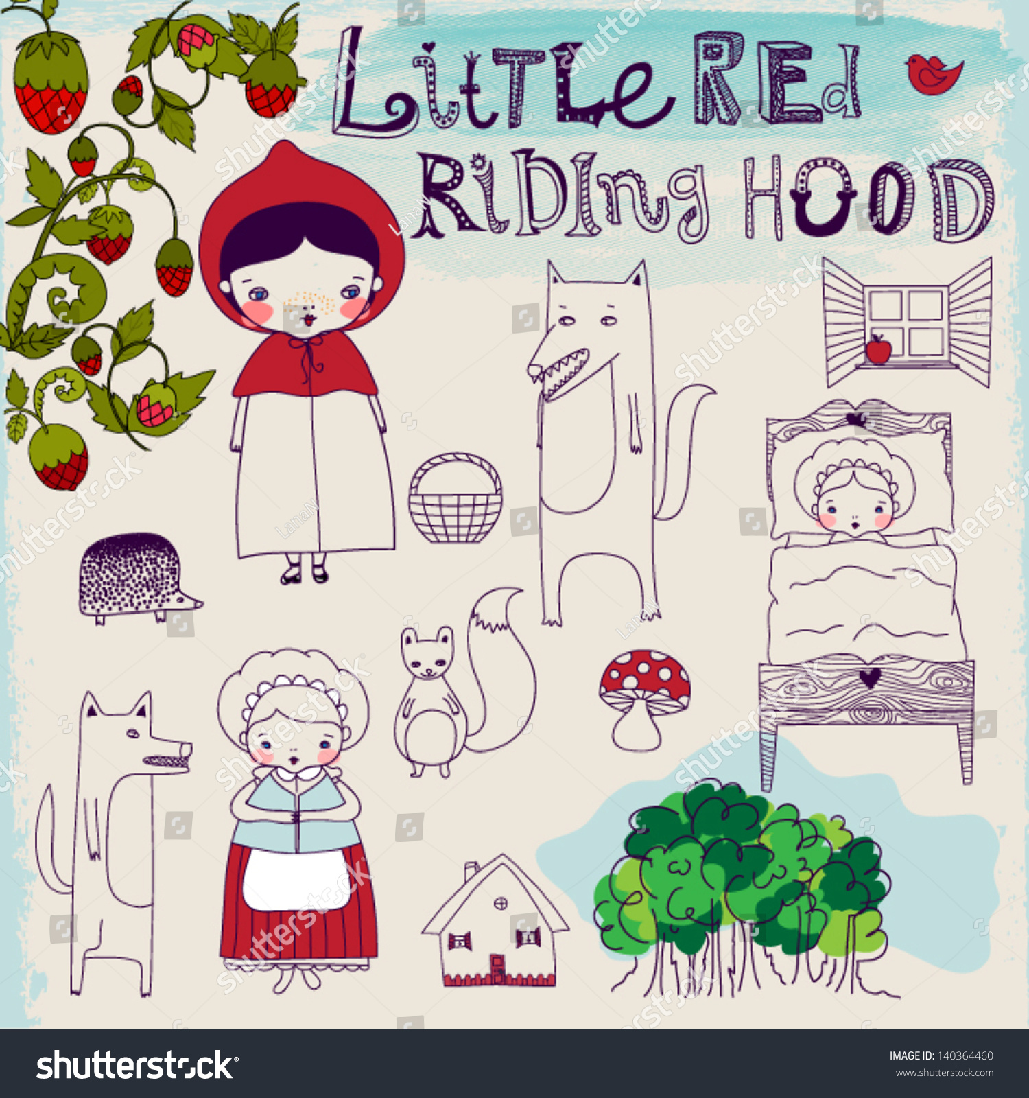 Little Red Riding Hood Fairytale - Hand Drawn Characters And Pictorial ...