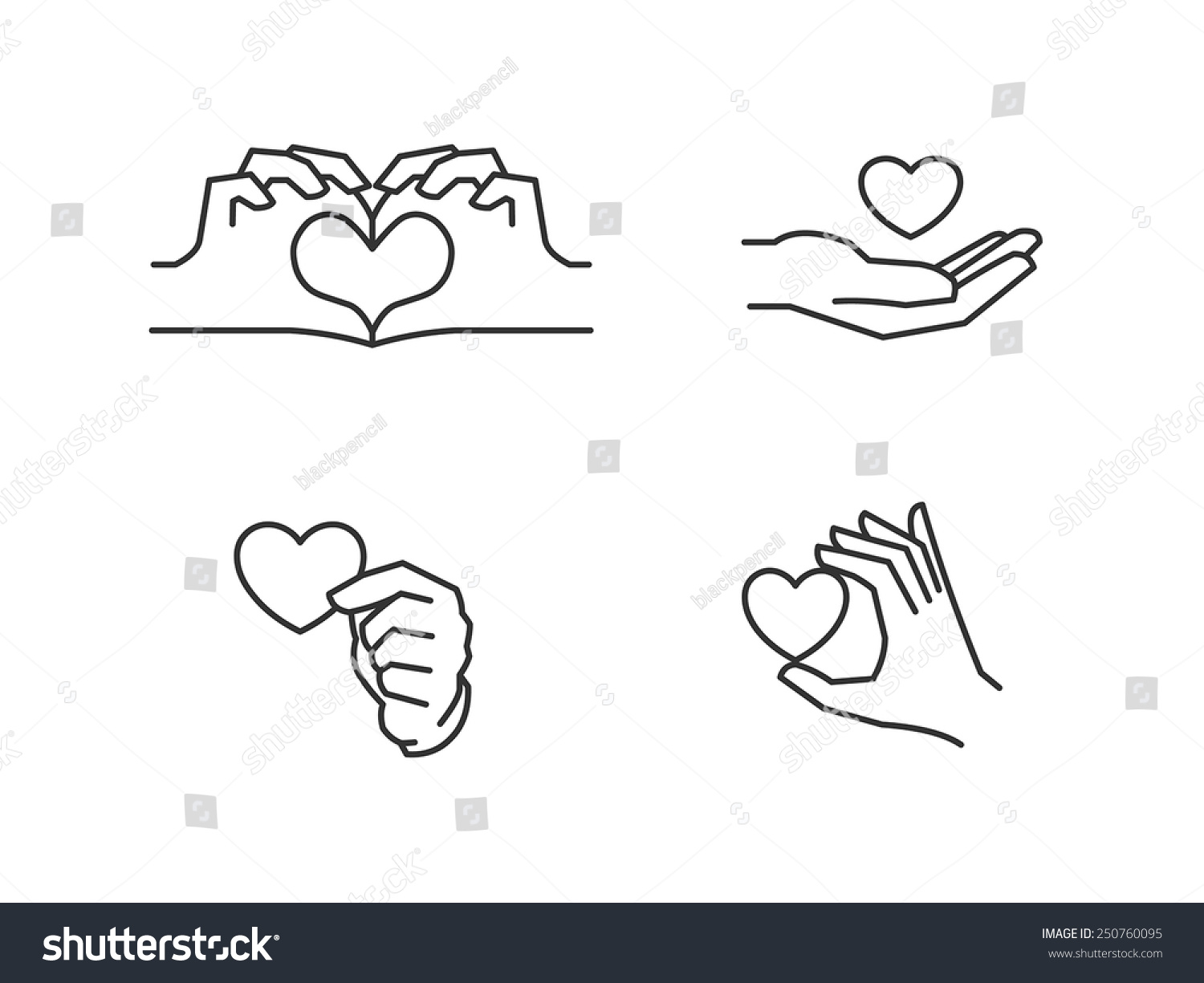 Love Icons Hand Holding Heart Hands Making Heart Shape Stock Vector