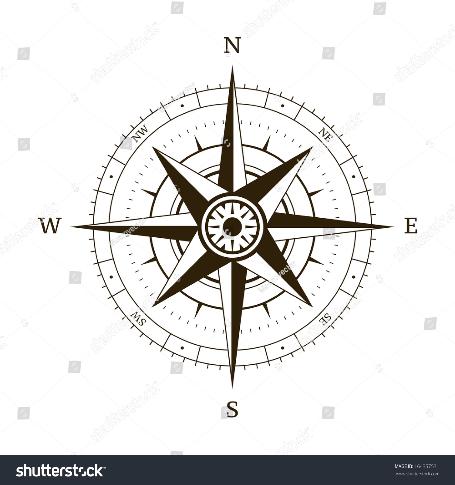 Navigation Compass Wind Rose Vector Illustration Stock Vector 164357531 Shutterstock