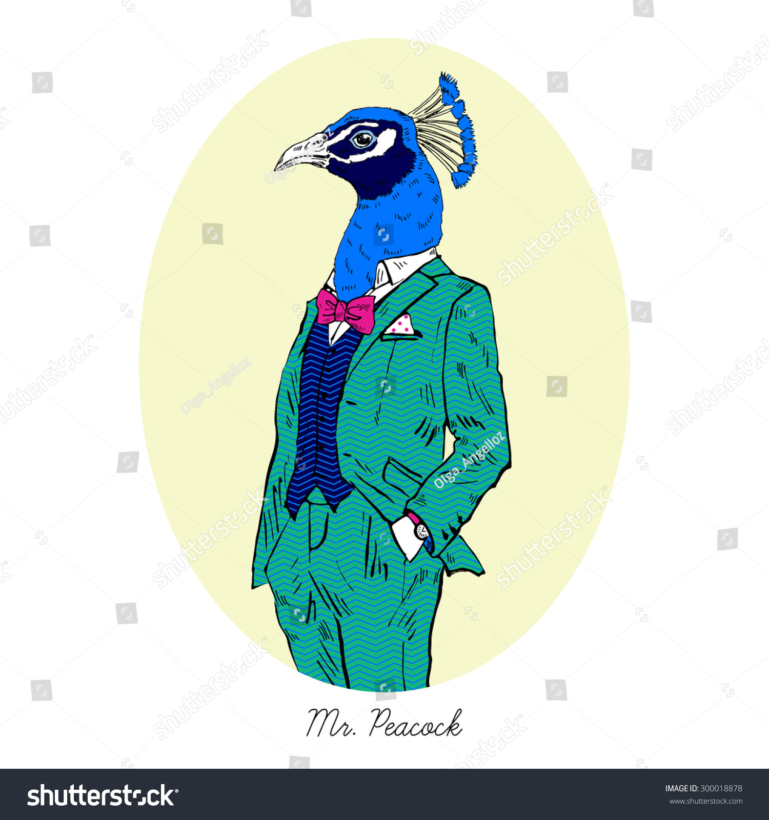 Peacock Dressed Colorful Suit Fashion Bird Stock Vector 300018878 Shutterstock