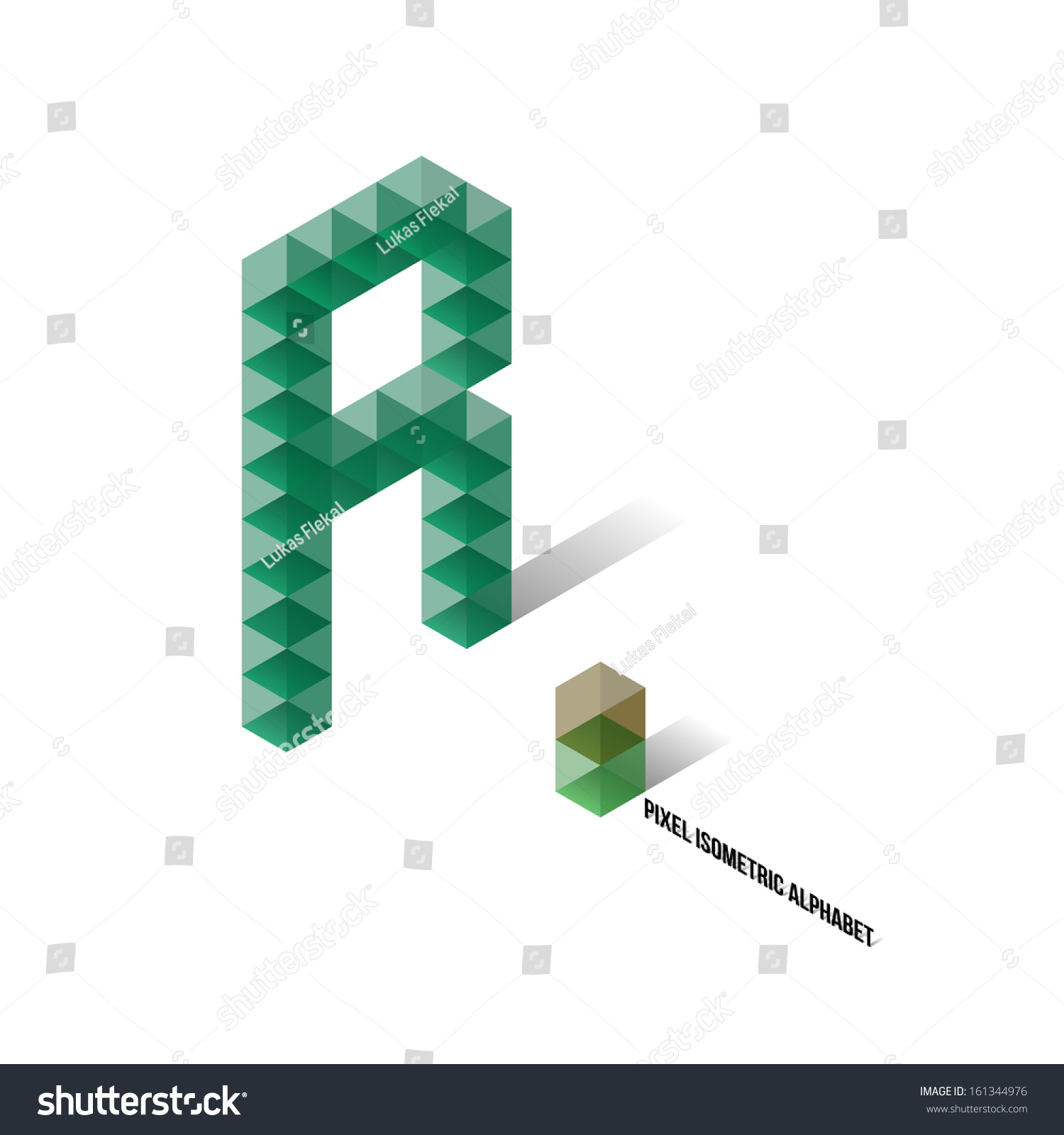 R Pixel Isometric Alphabet Vector Illustration Stock Vector 161344976