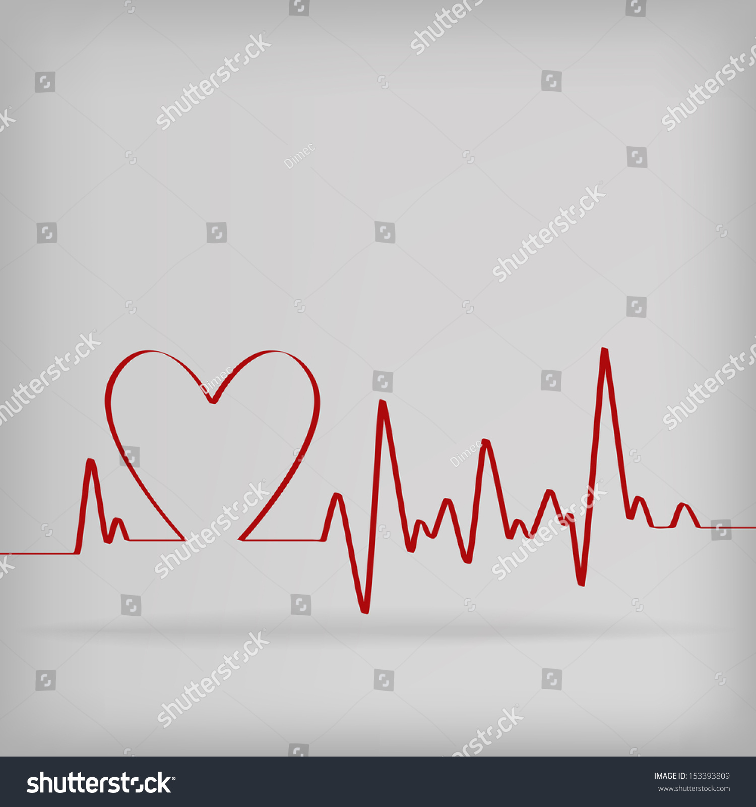 Red Heart Beats Cardiogram On White Stock Vector 153393809 Shutterstock