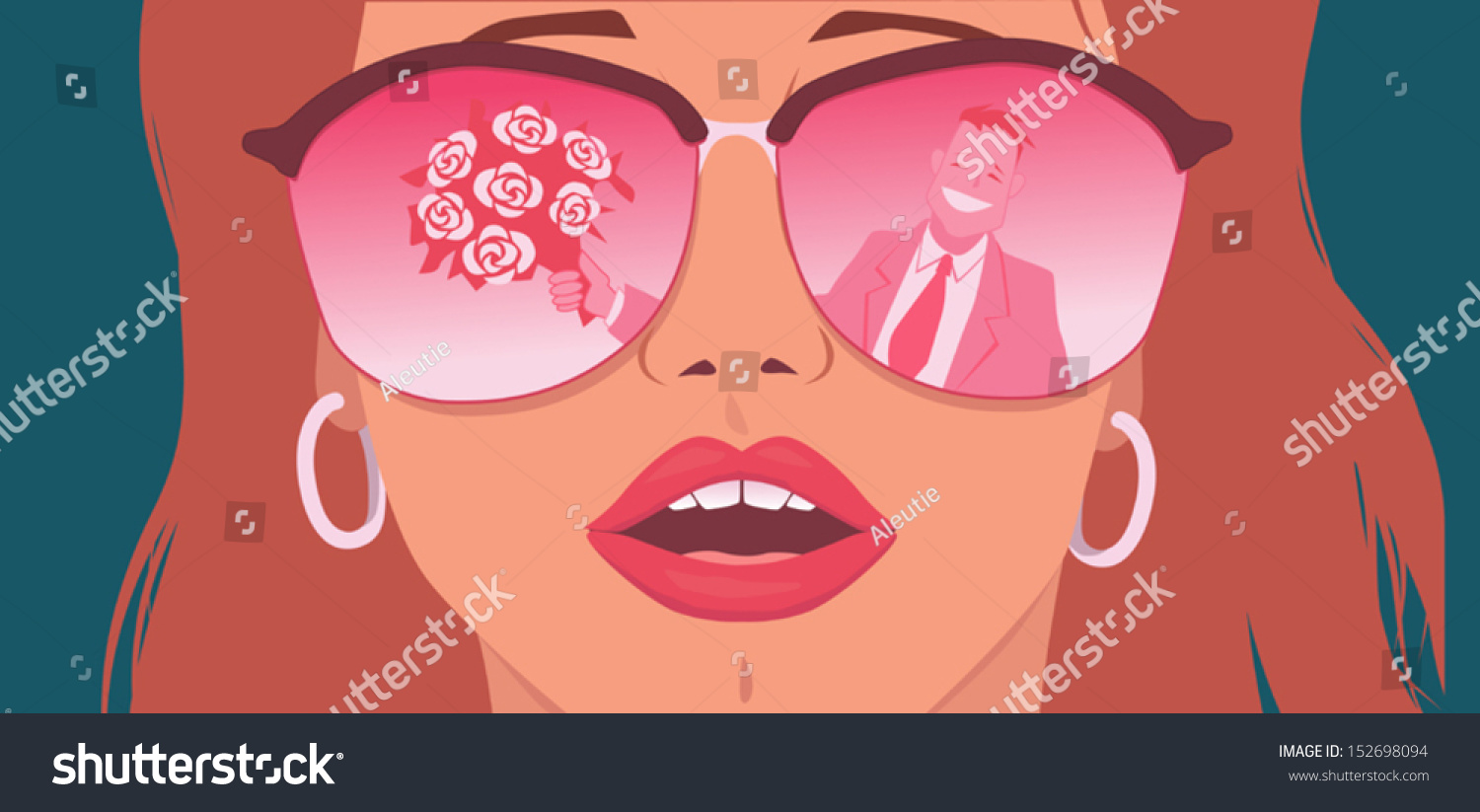 Rose Colored Glasses Portrait Of A Young Woman In The Rose Tinted Glasses With A Reflection Of