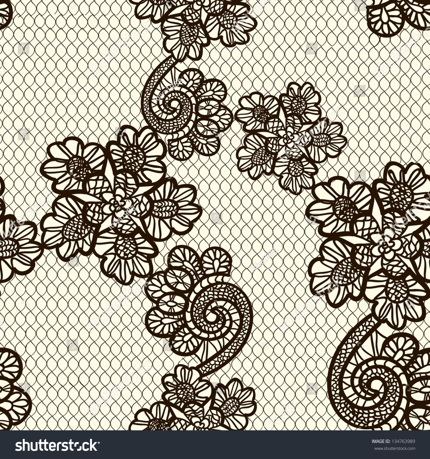 Seamless Floral Lace Pattern Vintage Textile Background Stock Vector