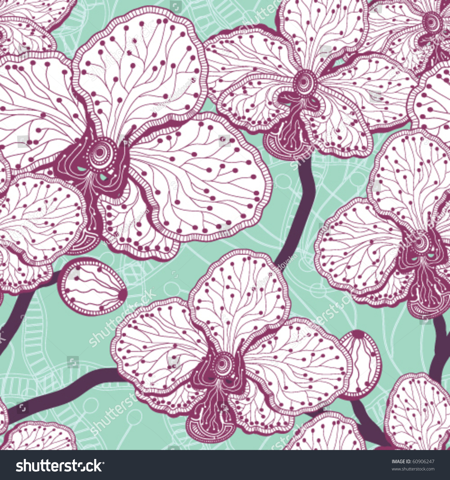 Seamless Stylized Orchid Flower Pattern Stock Vector Illustration ... Seamless Stylized Orchid Flower Pattern Stock Vector Illustration ...