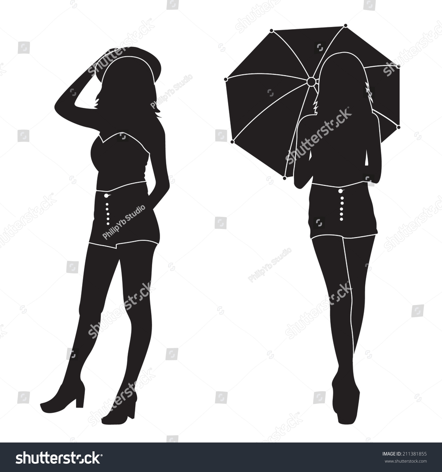 Sexy Woman Silhouettes Stock Vector 211381855 Shutterstock