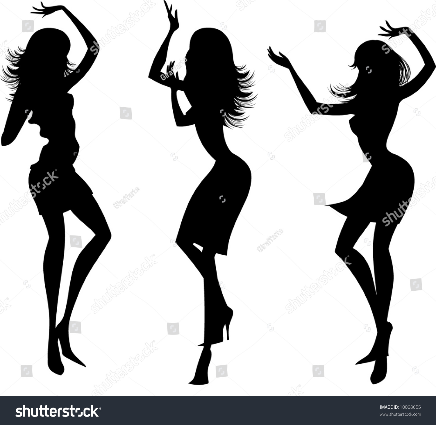 Silhouettes Of Dancing Girls 5 Stock Vector Illustration 10068655