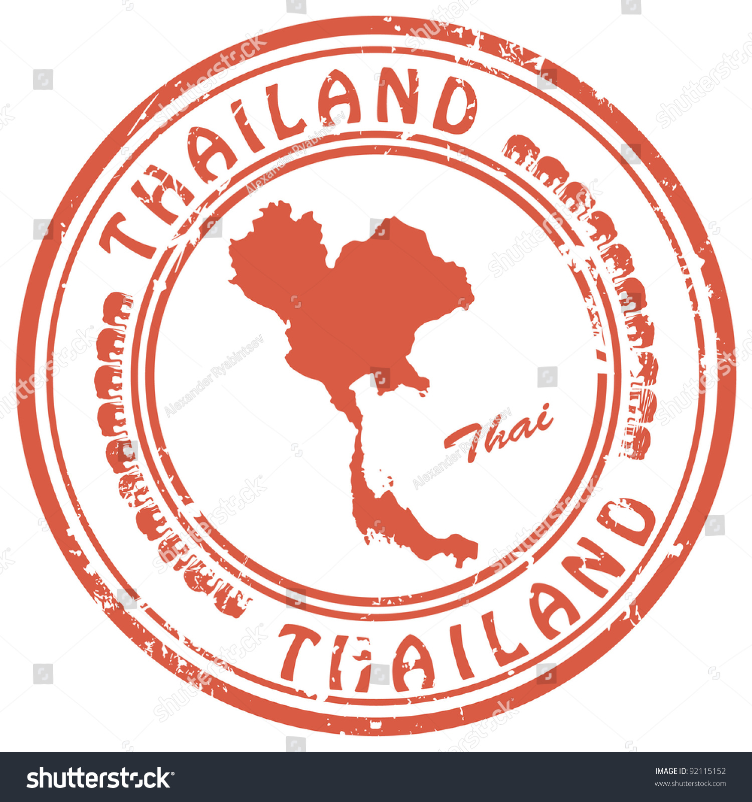 Stamp With Thailand Map Stock Vector Illustration 92115152 Shutterstock