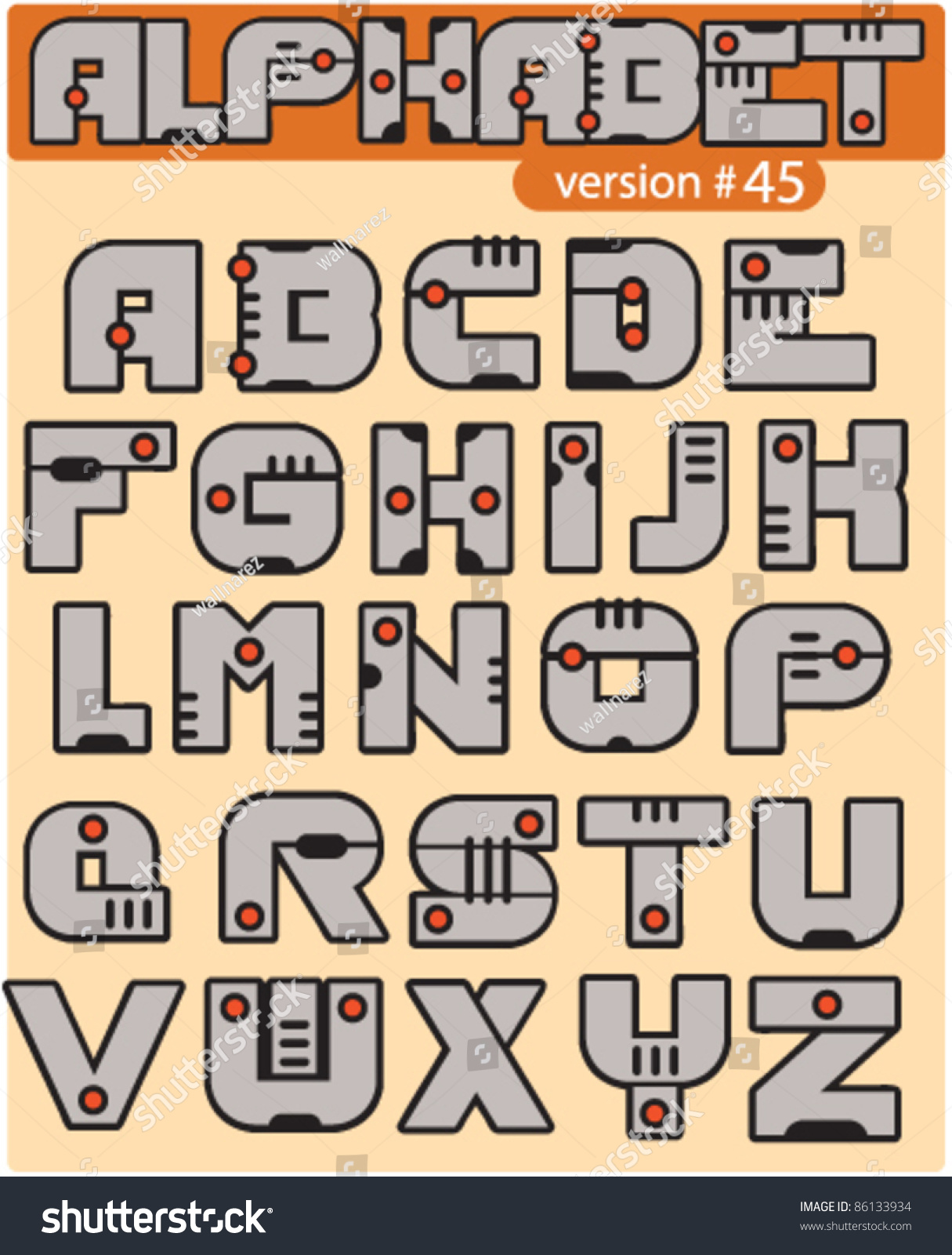 Techno Vector Font 86133934 Shutterstock
