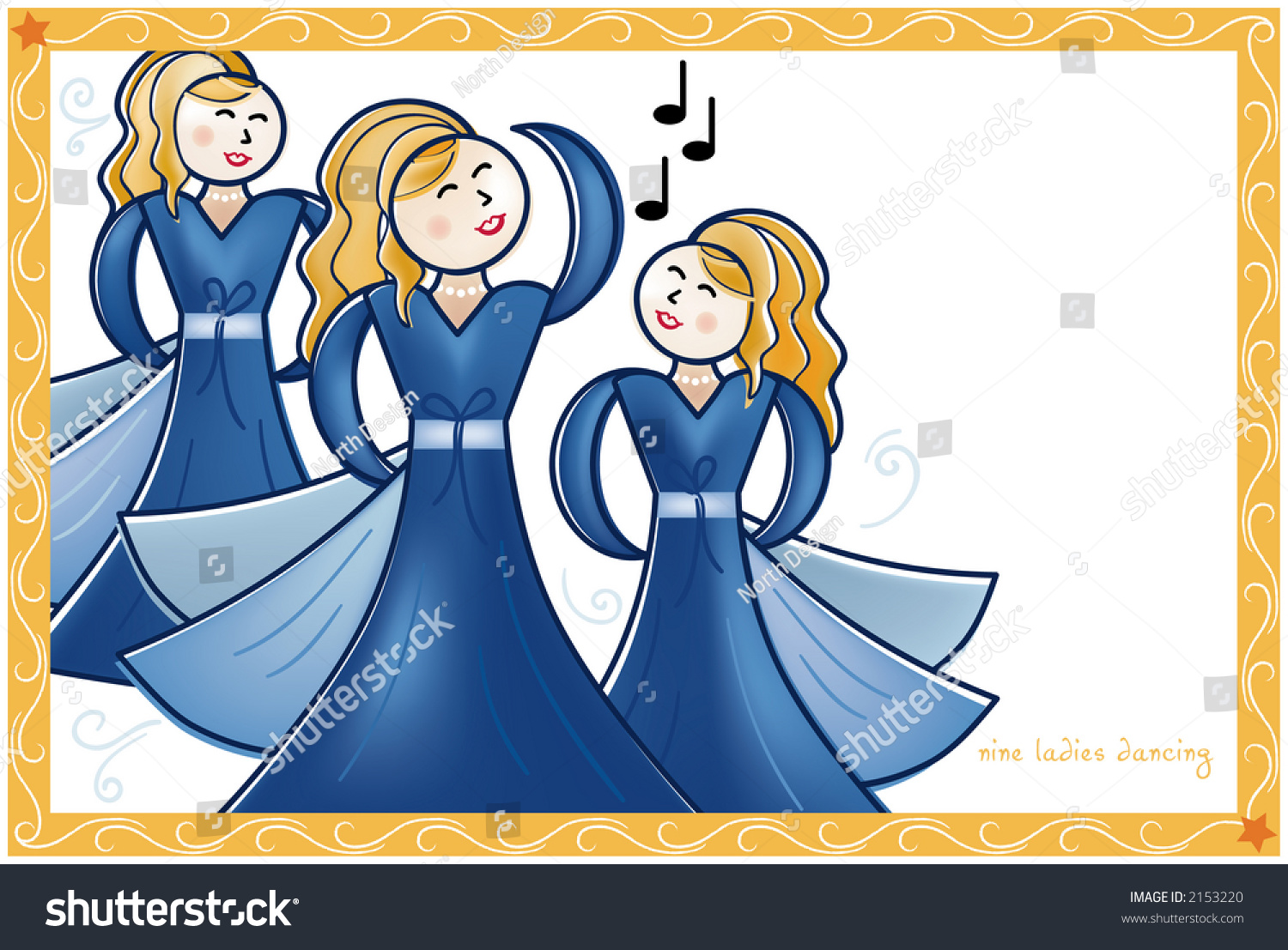 Twelve Days Christmas Postcard Vector Series Stock Vector 2153220