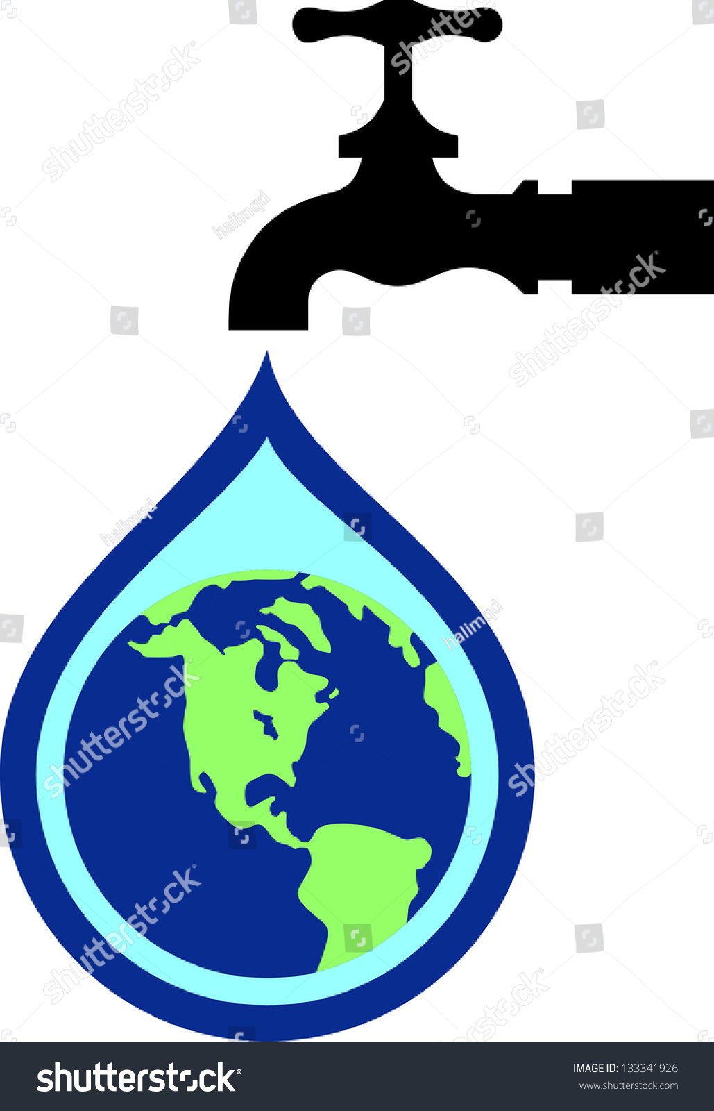 Turn Off The Tap To Save Water Stock Vector Illustration 133341926