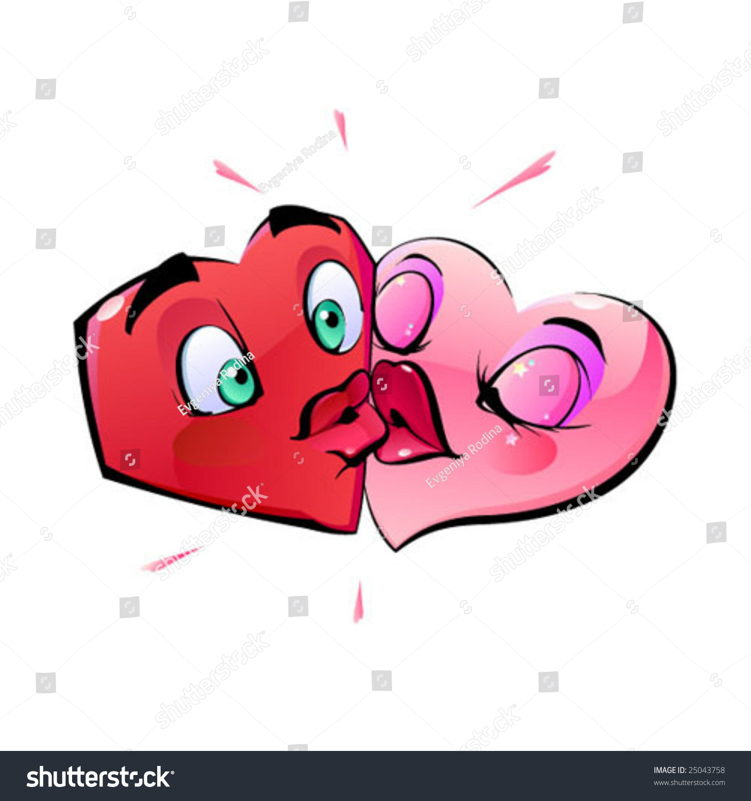 Two Red Hearts Hot Kiss Of Love Stock Vector Illustration 25043758 Shutterstock