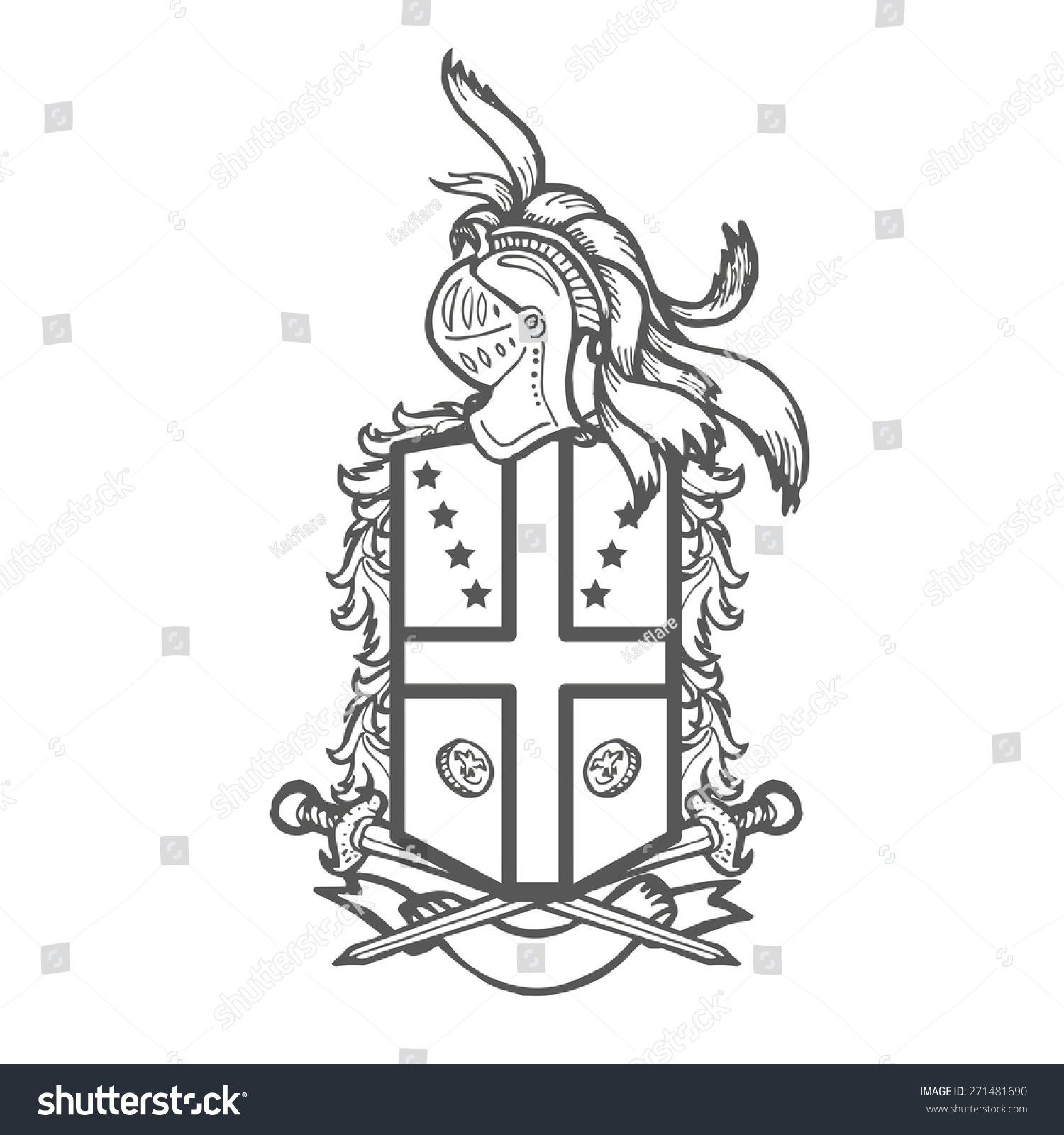 Vector Heraldic Royal Crests Coat Of Arms Heraldry Template On White