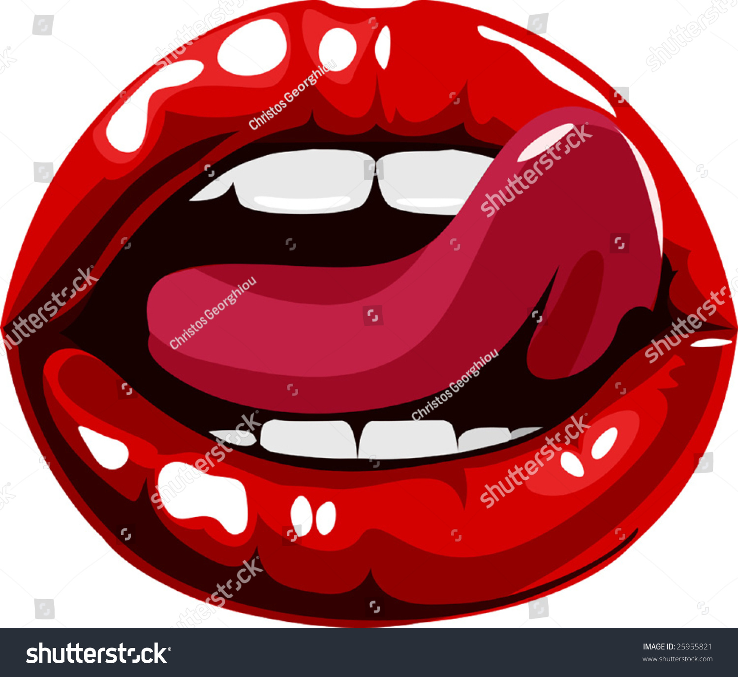 Vector Illustration Of Woman Licking Sexy Red Lips 25955821