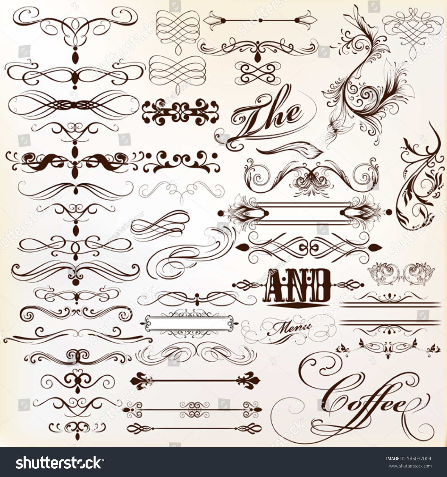 Vector Set Of Calligraphic Elements For Design. Calligraphic Vector ... Vector Set Of Calligraphic Elements For Design. Calligraphic Vector ...