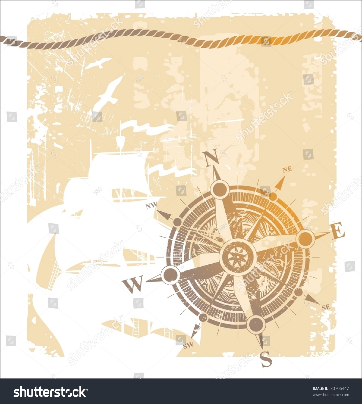 Vintage Compass Rose Stock Vector Illustration 30706447 Shutterstock