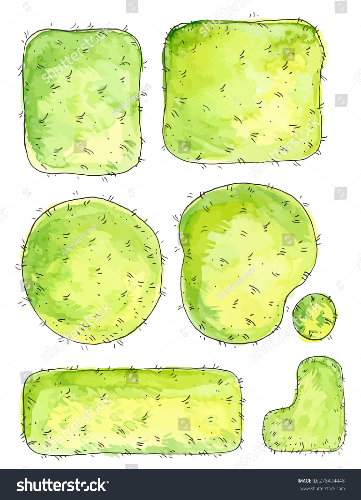 Watercolor Top View Grass Sketch Stock Vector 278494448 Shutterstock