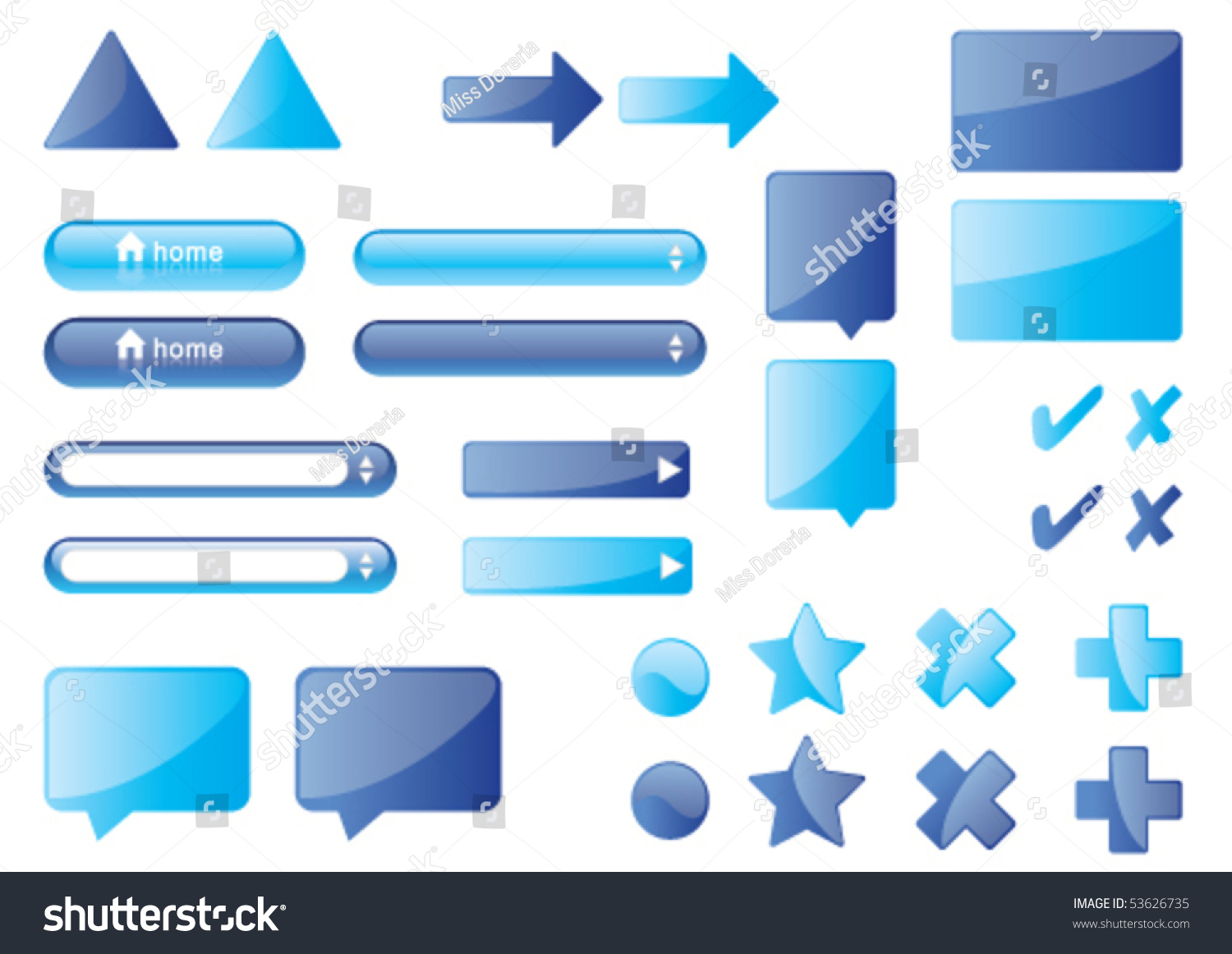 Website Glossy Icons. Set Of Blue Buttons, Input Text Fields, Balloons ... Website Glossy Icons. Set Of Blue Buttons, Input Text Fields, Balloons ...