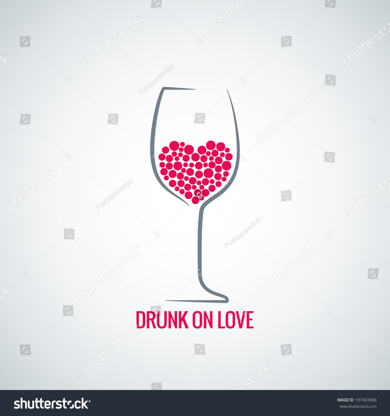 Wine Glass Love Heart Concept Design Stock Vector 197483900 Shutterstock