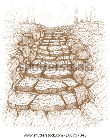 Stone Path Stock Vector Illustration 106757345 : Shutterstock