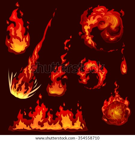 Red Fire Set, Magic Spells, Special Effects, Elements Stock Vector ...