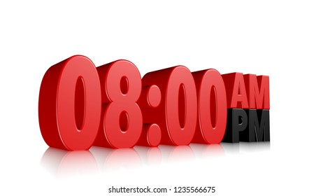 0800am Number Time 3d Render Stock Illustration 1235566675 | Shutterstock