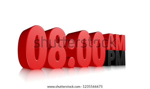 0800am Number Time 3d Render Stock Illustration 1235566675