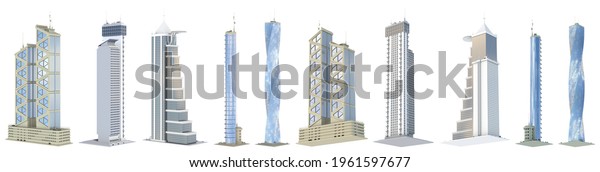 10 Side View Highly Detailed Renders: стоковая иллюстрация, 1961597677 ...