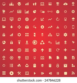 100 Big Data Database Icons Yellow Stock Illustration 247846228 ...