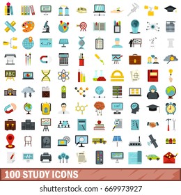100 Study Icons Set Flat Style Stock Illustration 669973927 | Shutterstock