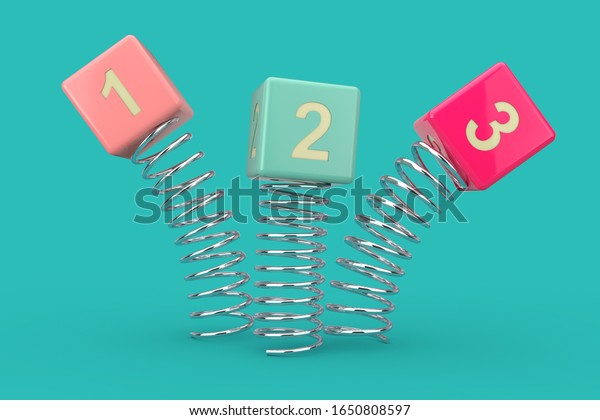 123 Cubes Jumping Spring On Blue Stock Illustration 1650808597
