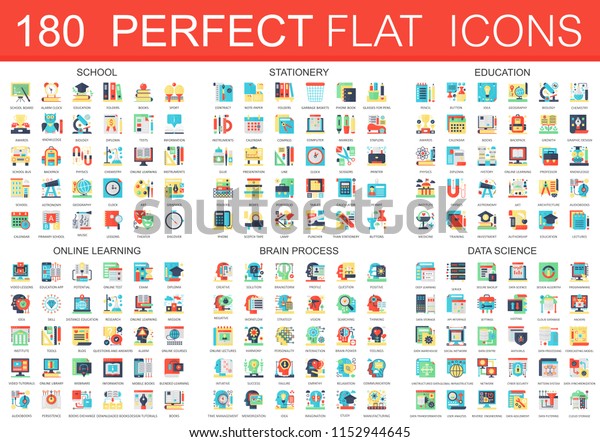 180 Complex Flat Icons Concept Symbols Stock Illustration 1152944645 ...