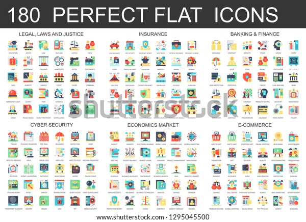 180 complex flat icons concept symbols of legal, laws and justice ...