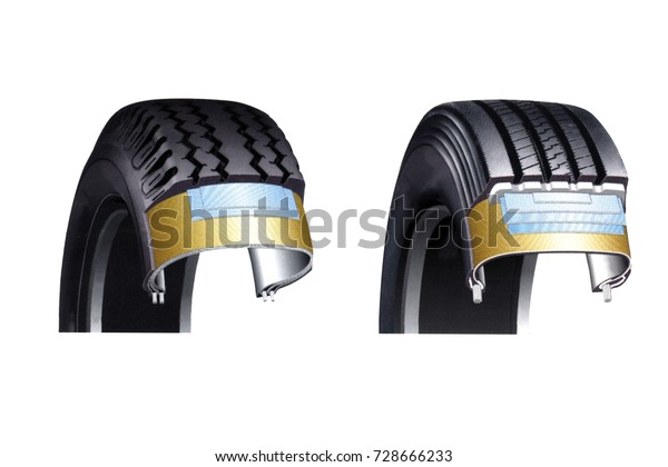 2 Tires Crosssection Layers Comparison Isolated Stock Illustration ...