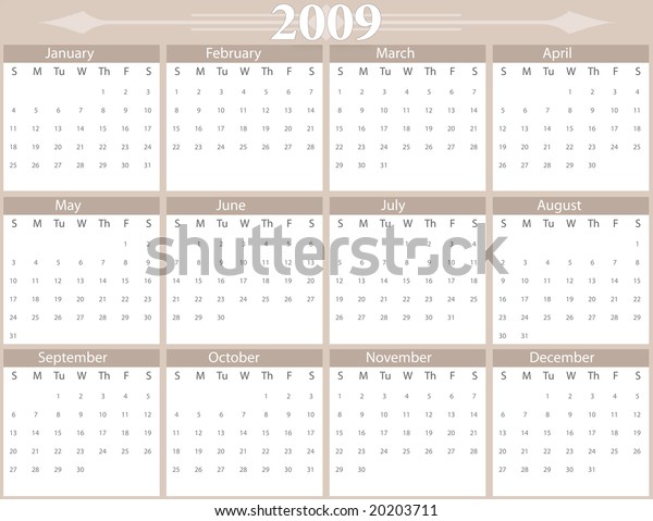2009 Year Calendar Horizontal Stock Illustration 20203711 | Shutterstock