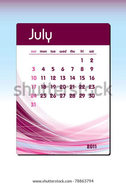 2011 Calendar July Stock Illustration 78863794 | Shutterstock