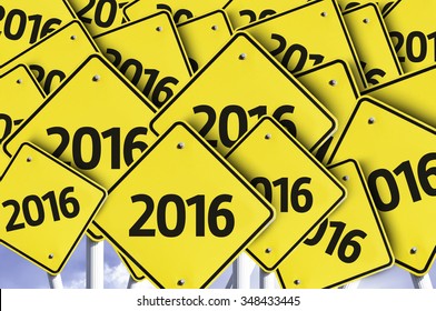 2016 Written On Multiple Road Sign Stock Illustration 348433445 ...