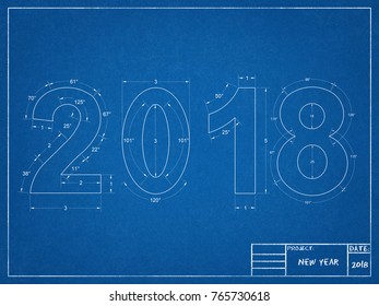 2018 Blueprint Technical Drawing Stock Illustration 765730615 ...