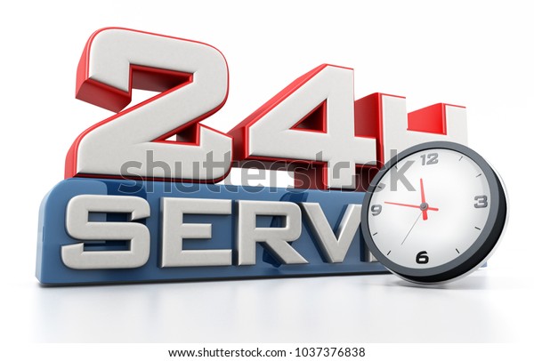24 Hours Open Text Clock Isolated Stock Illustration 1037376838 ...