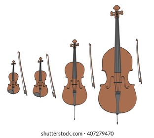 2d Cartoon Illustration String Instruments Stock Illustration 407279470