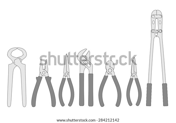 2d Cartoon Image Pliers Tools Stock Illustration 284212142