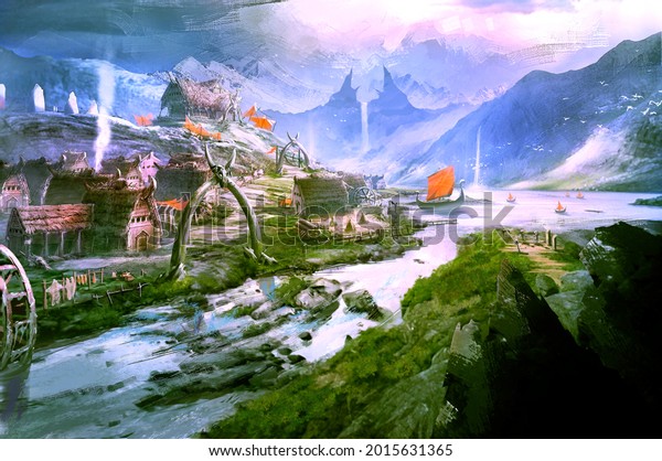 2d Digital Illustration Environment Design Concept Stock Illustration ...